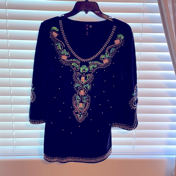 AZI | Tops | Beaded Embroidered Tunic | Poshmark